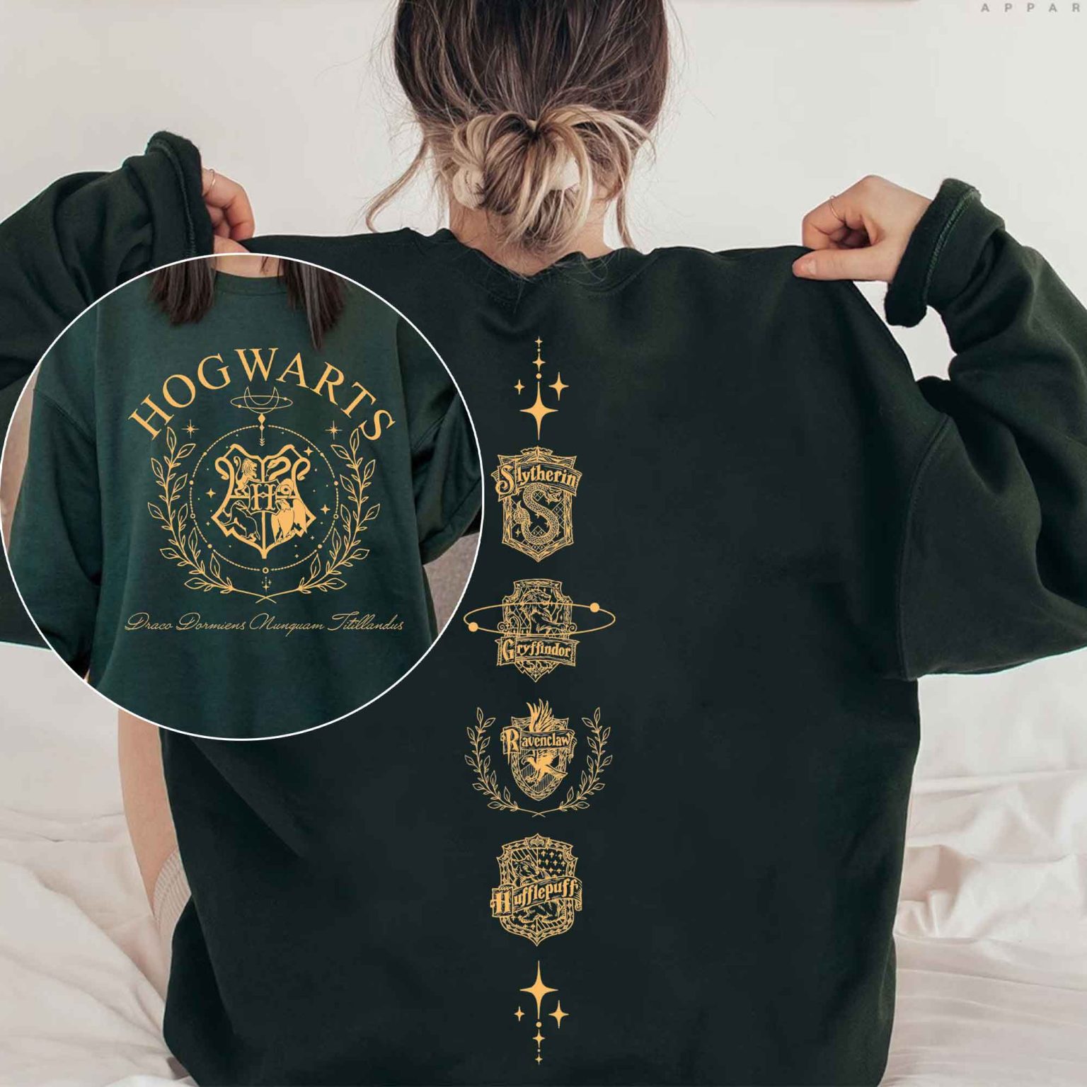 Harry Potter Hogwarts House 90s Line Art Sweatshirt Western Meowdy