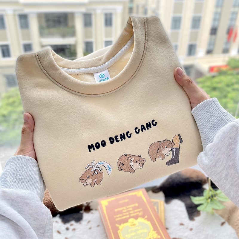 Moo Deng Gang Embroidered Sweatshirt - Western Meowdy