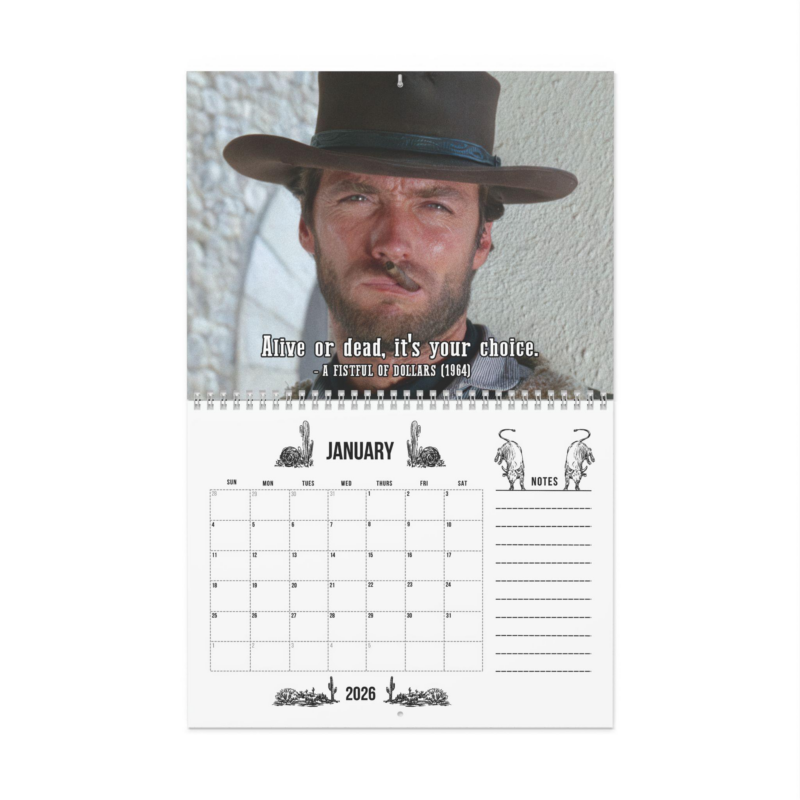 Clint Eastwood 2026 Calendar - Western Cowboy Wall Calendar - Western ...